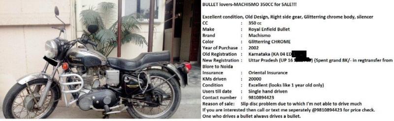 Used Royal Enfield Machismo 350cc 2002 Model (PID-1417944614) Bike for ...